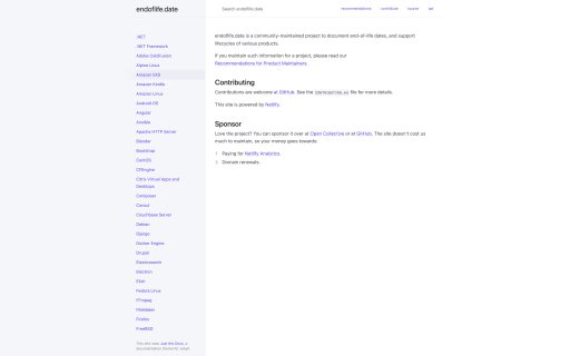 endoflife.date — Find fast & responsive websites on SITEJOY