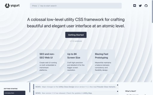 Yogurt CSS — Find fast & responsive websites on SITEJOY